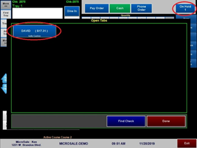 Placing a check on hold (an entire check) in Quick Service – MicroSale