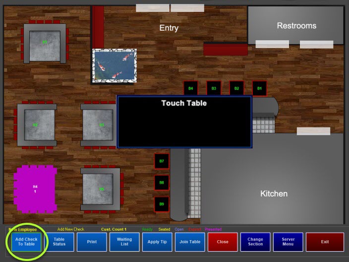 Adding checks to occupied tables – MicroSale
