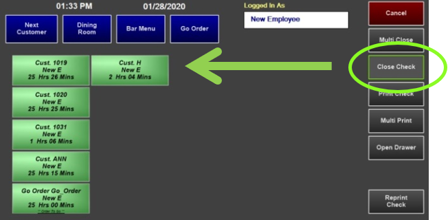 Closing a Check (Table Service) – MicroSale