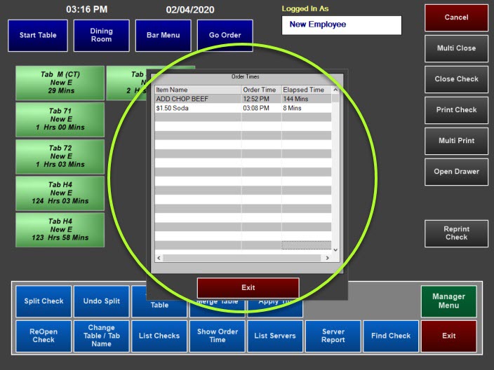 Viewing order times – MicroSale