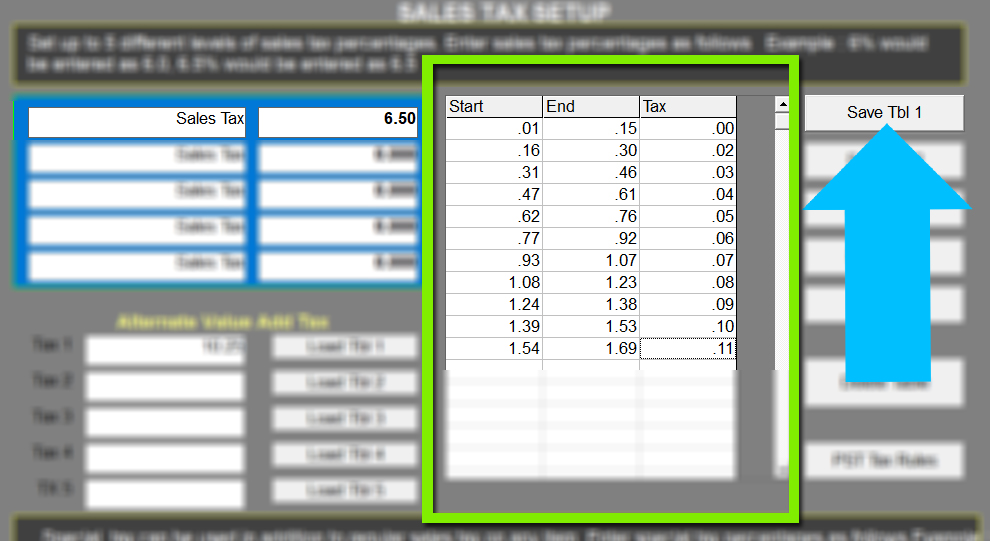 Setting up tax chart thresholds – MicroSale